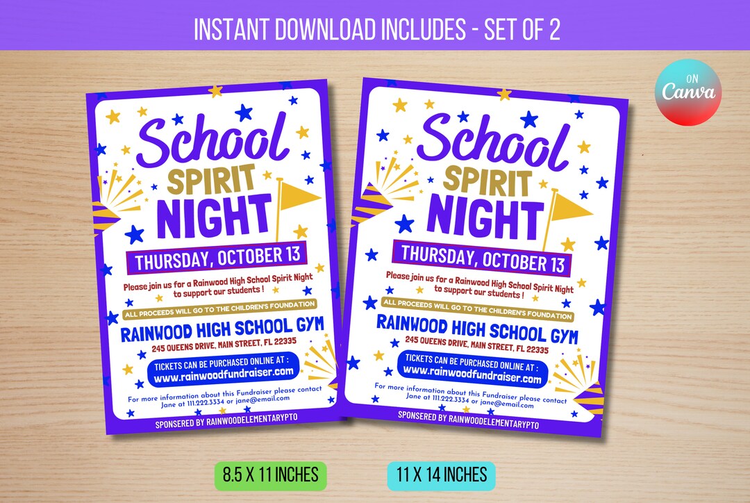 EDITABLE School Spirit Flyer, School Spirit Night Party, Spirt Night ...
