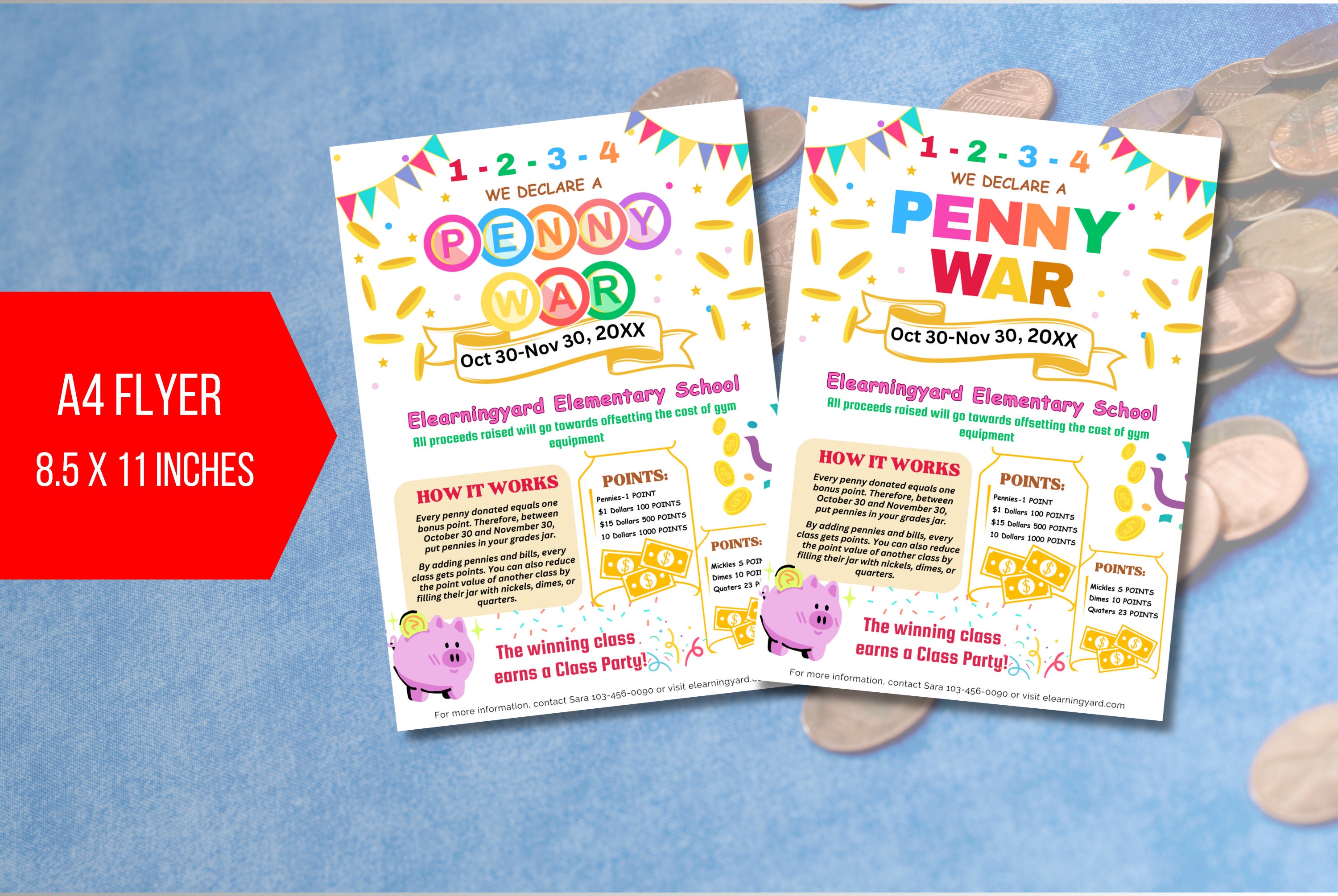 EDITABLE Penny War Fundraiser Flyer, Printable School Fundraiser Event ...