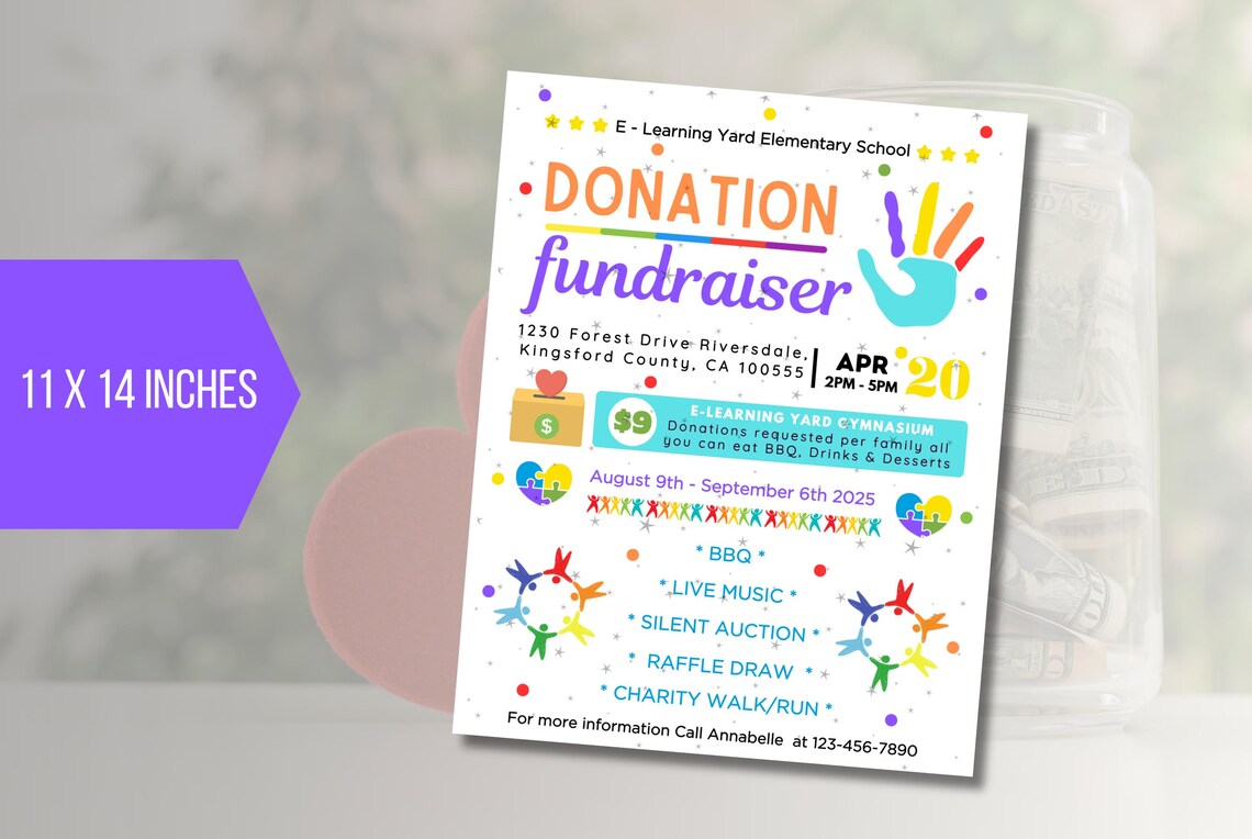 EDITABLE PTO PTA Donation Fundraiser Flyer Template, Fundraiser Flyer ...