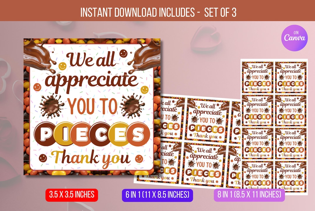 EDITABLE We All Appreciate You to Pieces, Employee Appreciation Gift ...