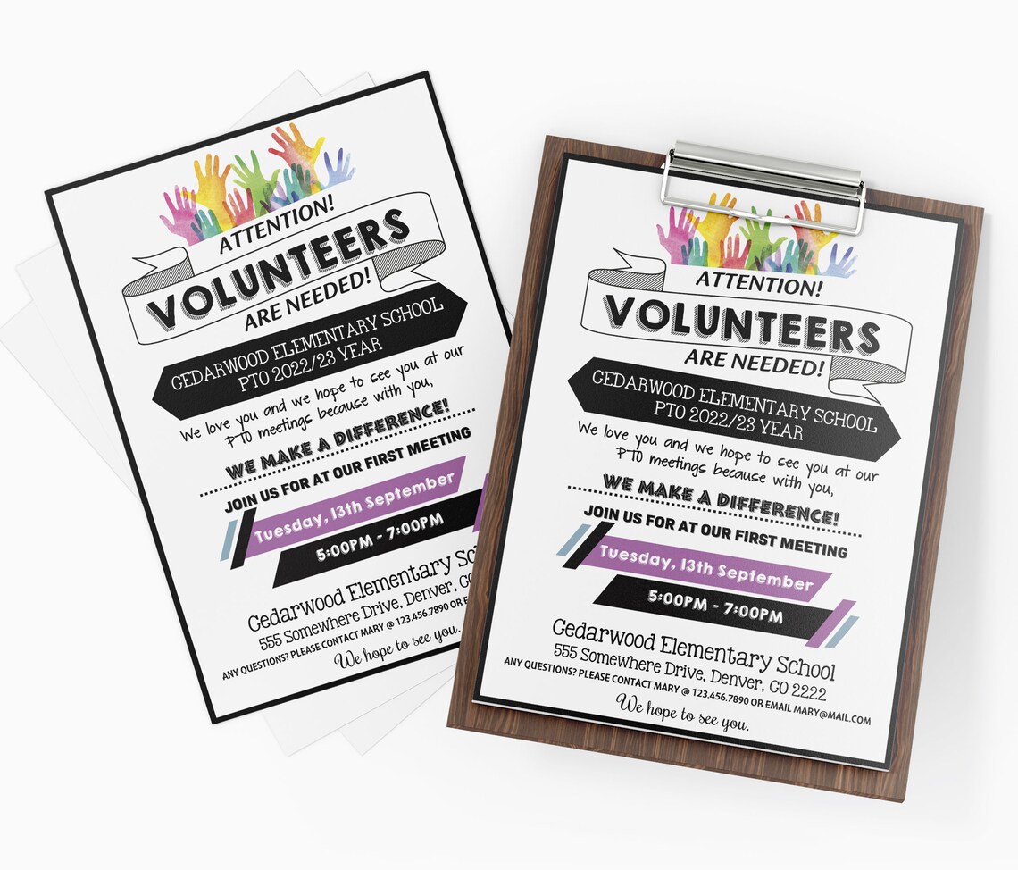 EDITABLE Volunteer Recruitment Flyer Printable Handout - Etsy