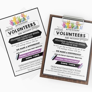 EDITABLE Volunteer Recruitment Flyer, Printable Handout, School ...