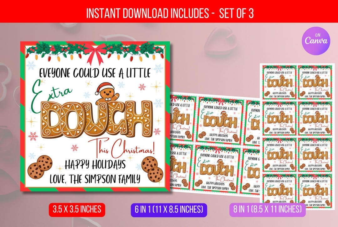 EDITABLE Everyone Could Use Extra Dough This Christmas Gift Tag ...