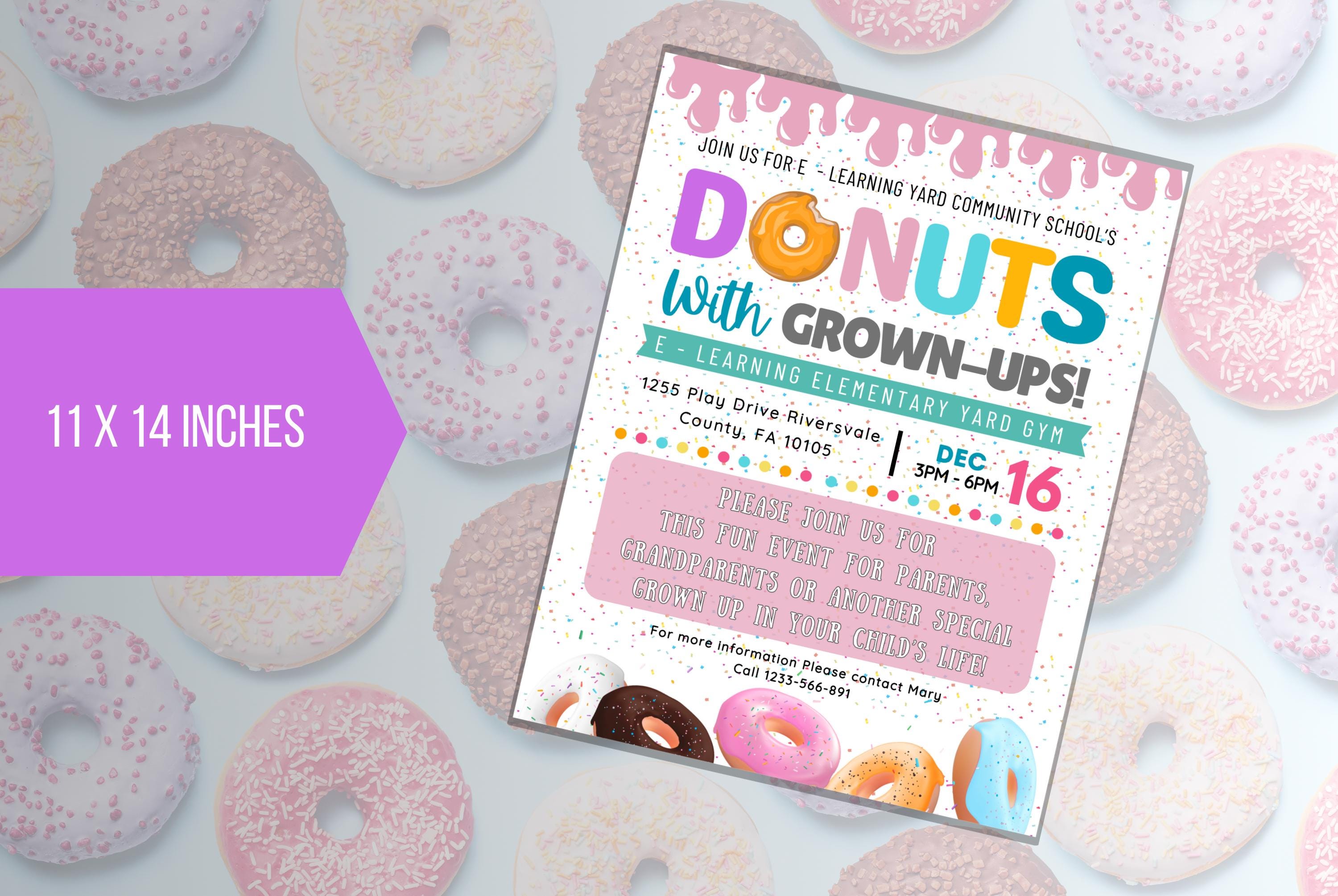 EDITABLE Donuts With Grownups Flyer, Donuts With Grownups Invite, PTO ...