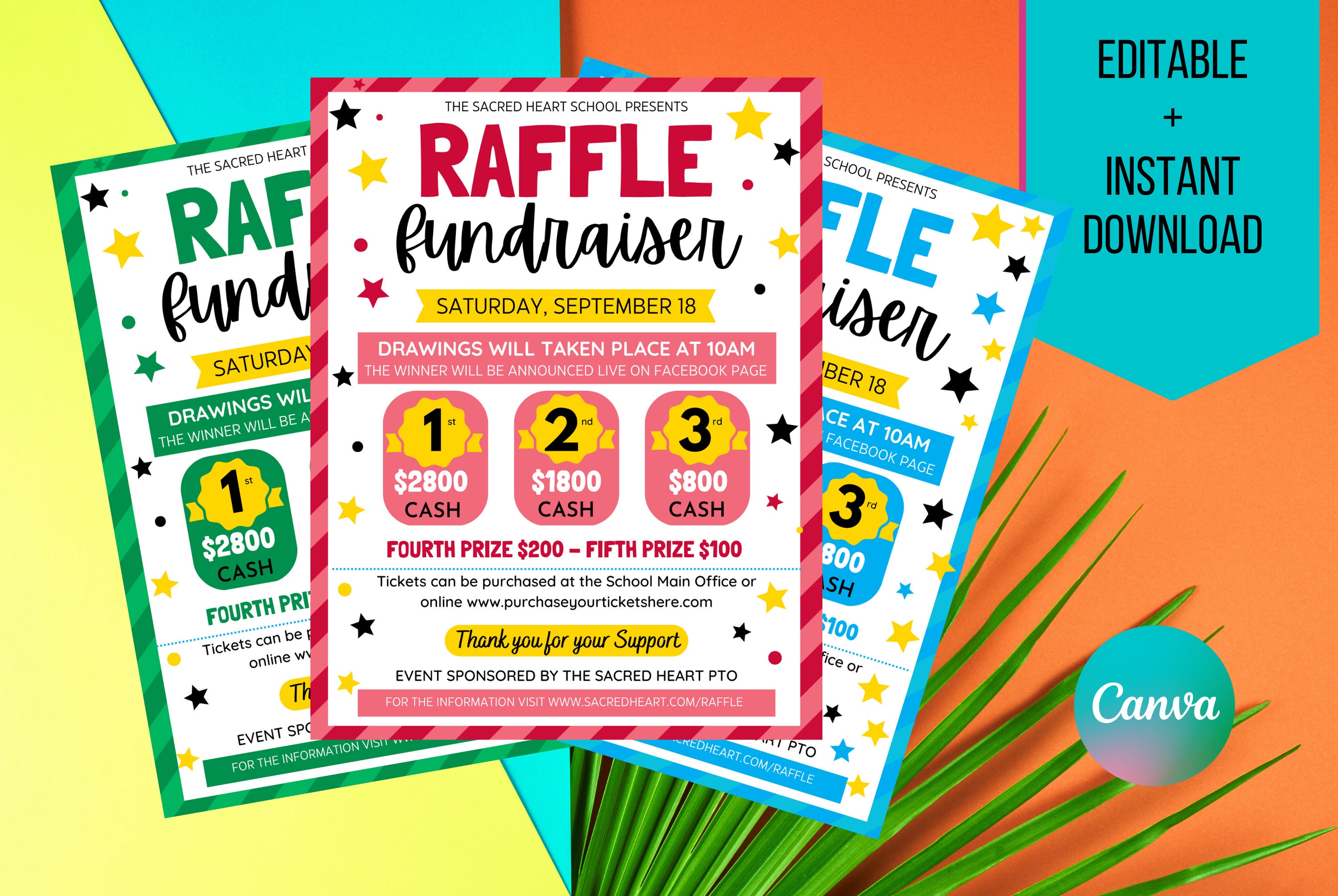 Raffle Fundraiser Flyer, Raffle Fundraiser Editable Template, Sports ...
