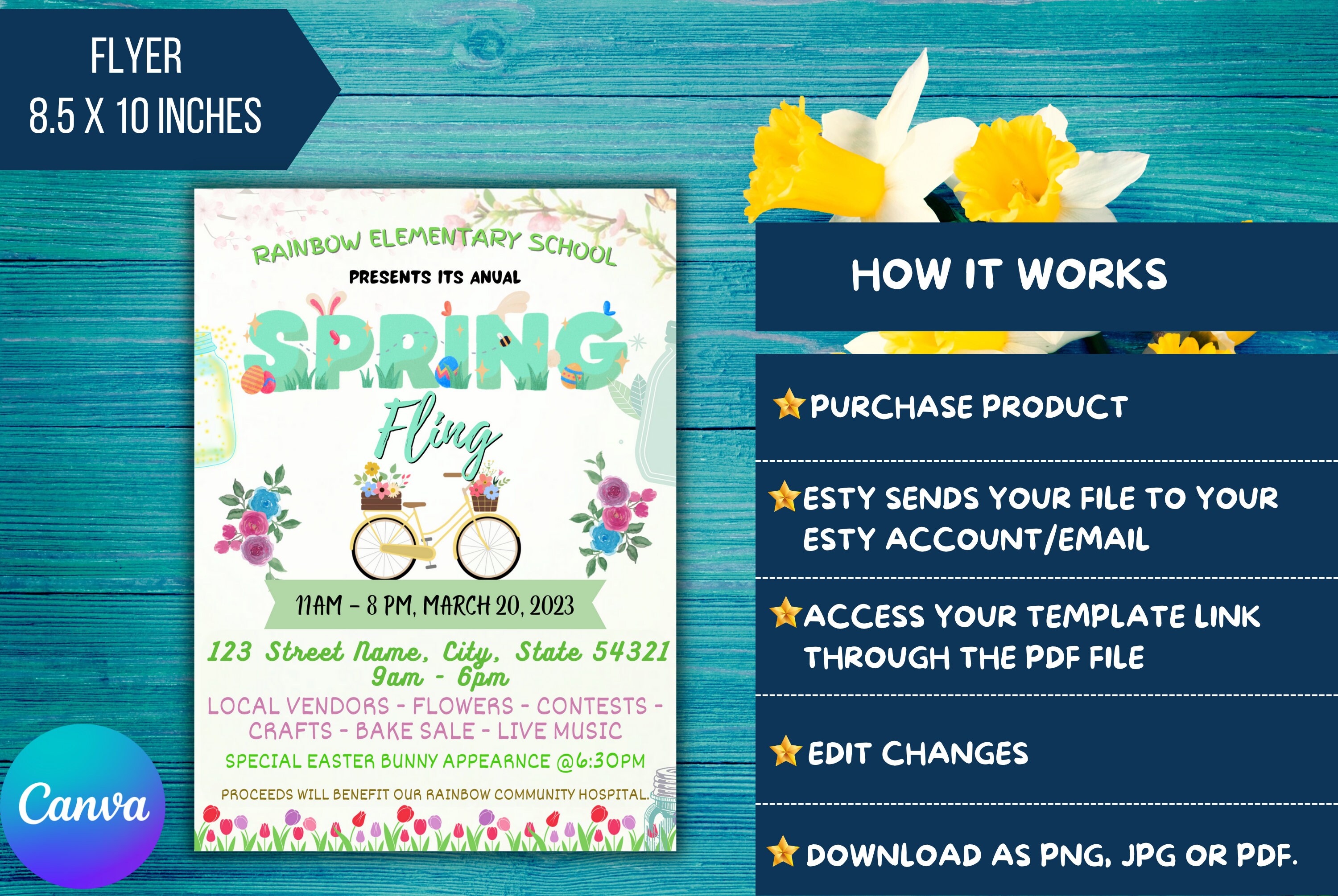 Spring Market Flyer, EDITABLE Poster for Bazaar, Easter Festival ...