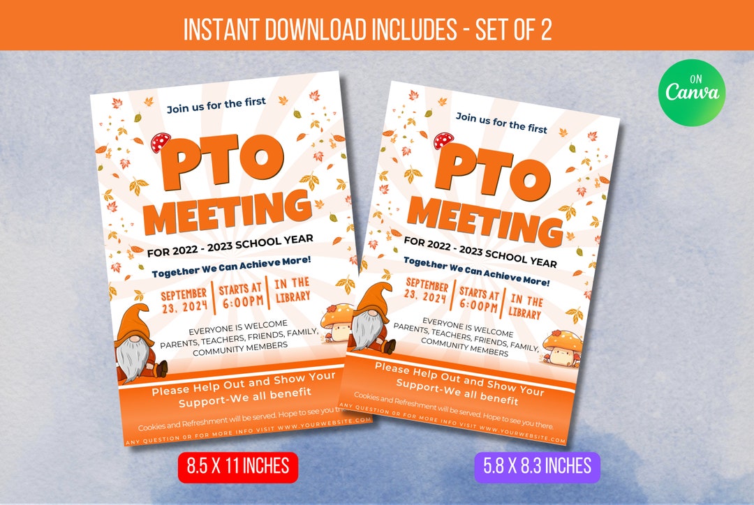 EDITABLE October PTO Meeting Handout Flyer, School Information Meeting ...