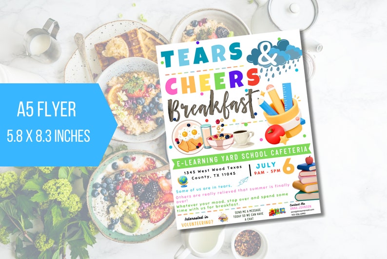 EDITABLE Tears and Cheers Breakfast, Back to School Invite PTA PTO ...