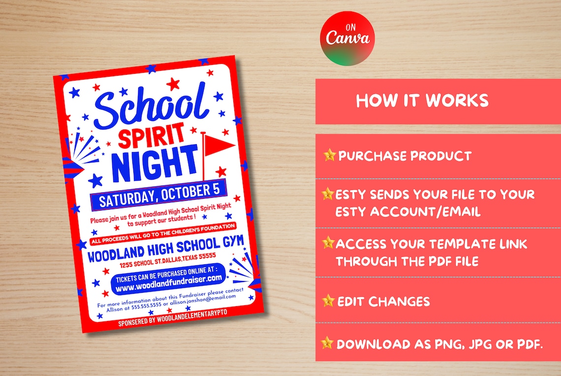 Editable School Spirit Flyer, School Spirit Night Party, Spirt Night ...