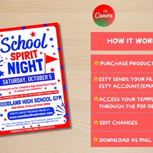 Editable School Spirit Flyer, School Spirit Night Party, Spirt Night ...