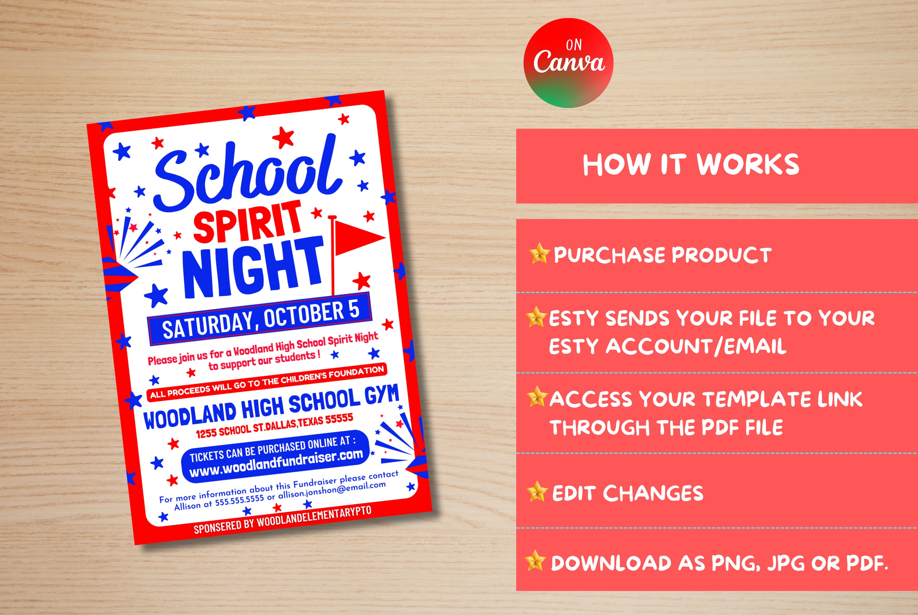 Editable School Spirit Flyer, School Spirit Night Party, Spirt Night ...