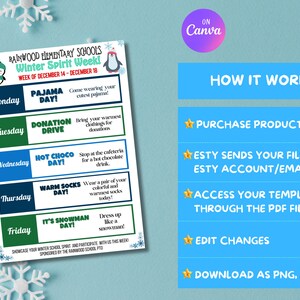 EDITABLE Winter Spirit Week Schedule Flyer Printable DIY Spirit Week ...