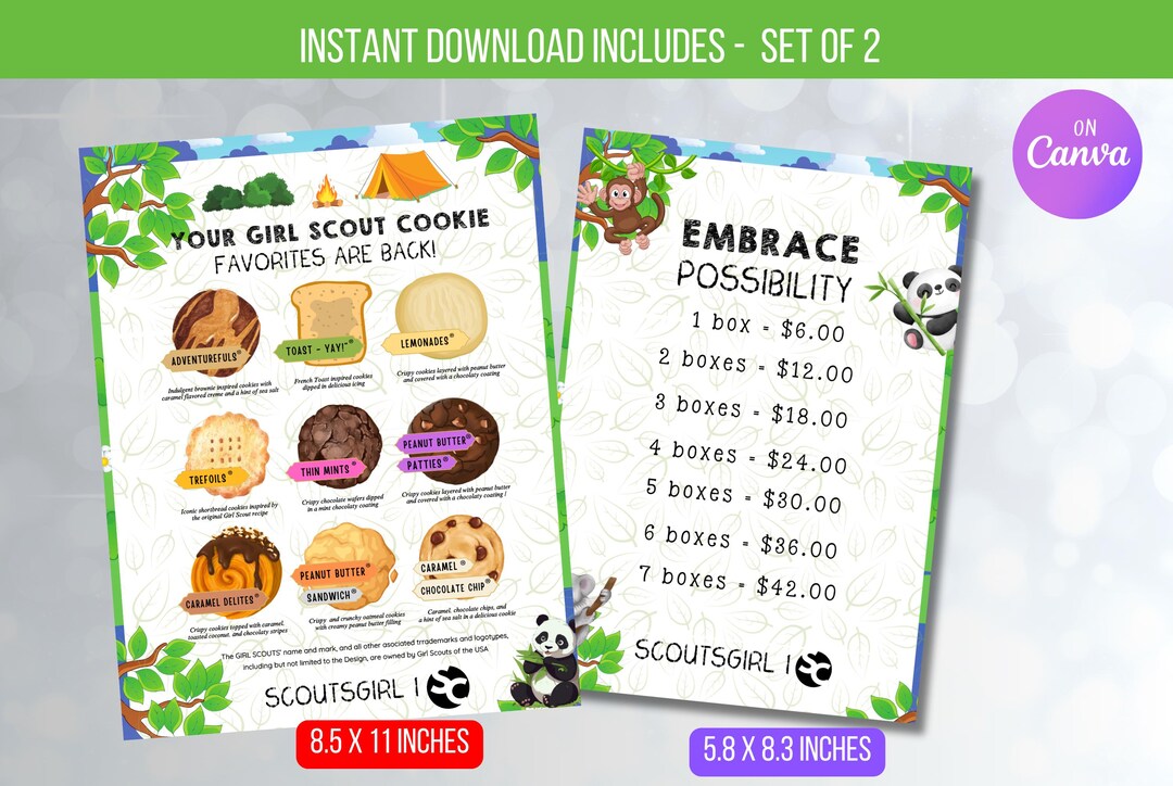 EDITABLE Girl Scout Cookie With Price Menu, Favorites Are Back Price ...