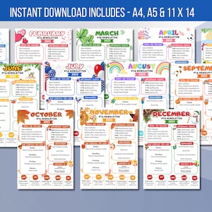 EDITABLE Monthly Newsletter Template Set, Classroom Printable Handout ...