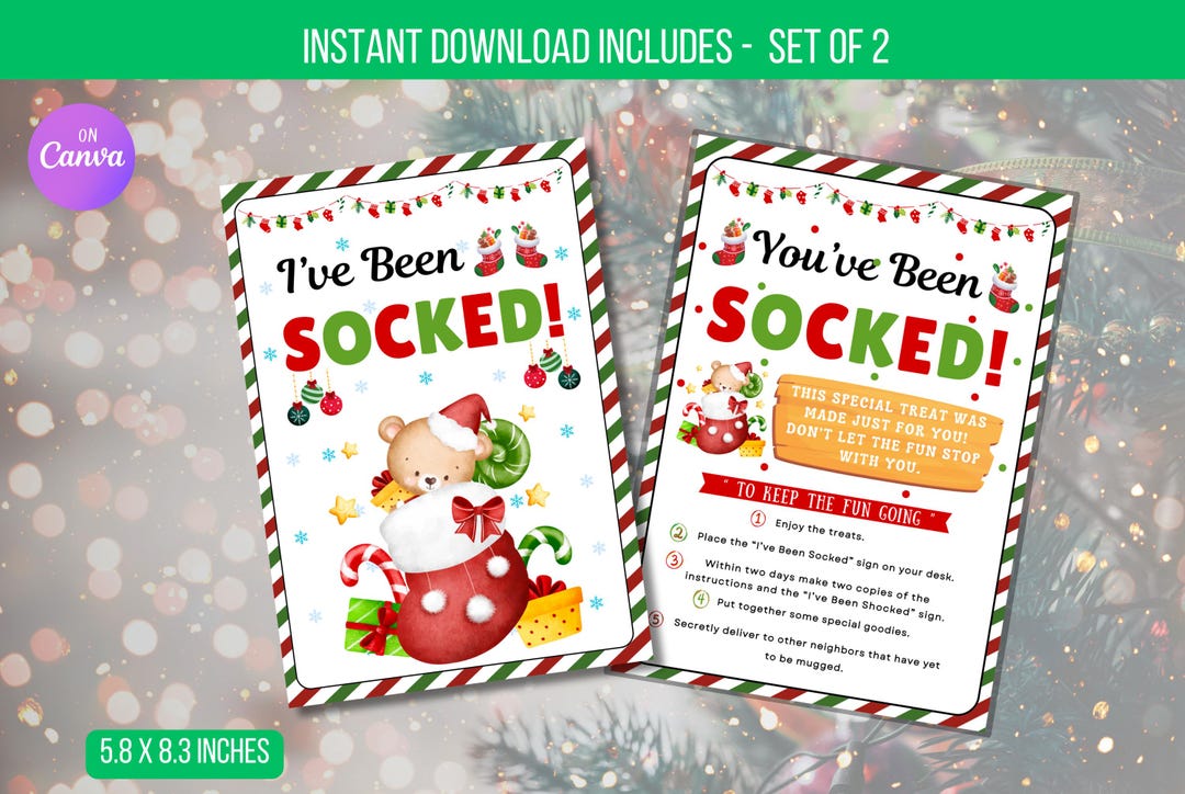 EDITABLE We've Been Socked Christmas Template, You've Been Soaked ...