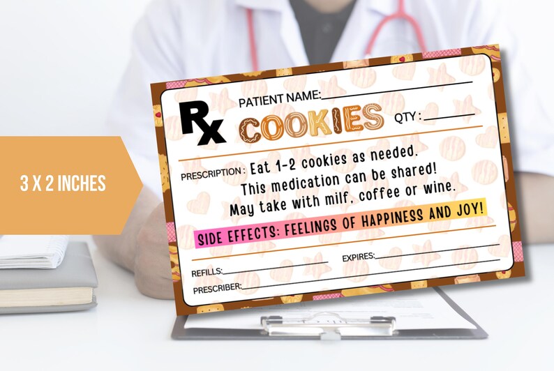EDITABLE Cookie RX Prescription Label, Cookie Prescription Sticker ...