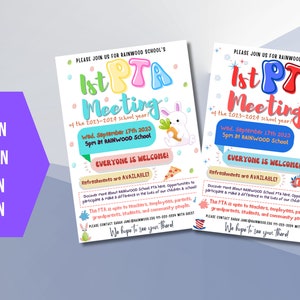 EDITABLE PTA Meeting Full Season Package Flyer, School Information ...