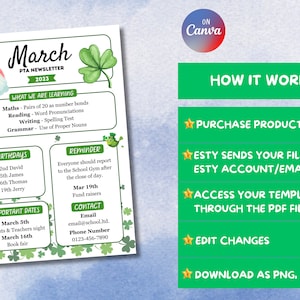 EDITABLE March Newsletter Template, Classroom Printable Handout Flyer ...