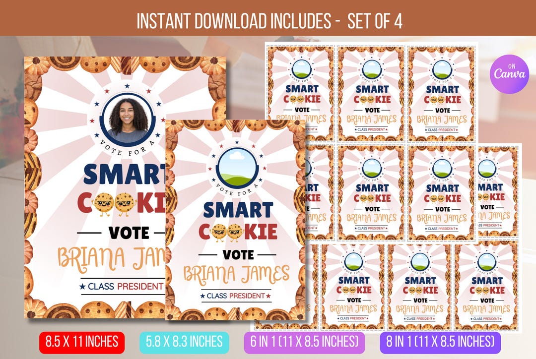 EDITABLE Presidential Campaign Poster, Smartie Cookie Poster, Class ...