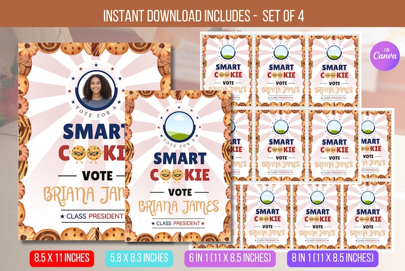 EDITABLE Presidential Campaign Poster, Smartie Cookie Poster, Class ...