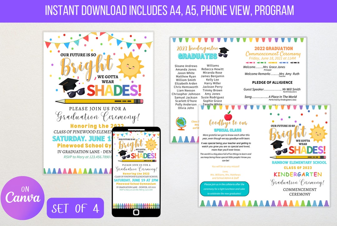 Graduation Set Future is so Bright, Evite, Invite Printable ...