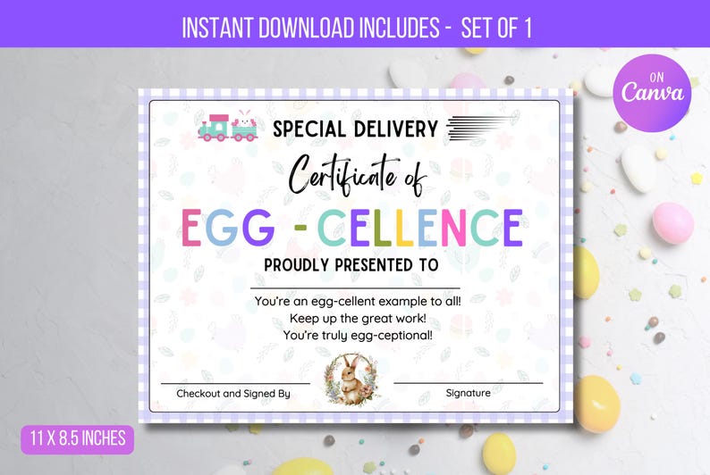 EDITABLE Easter Certificate of Egg-cellence, Easter Party, Easter Egg ...