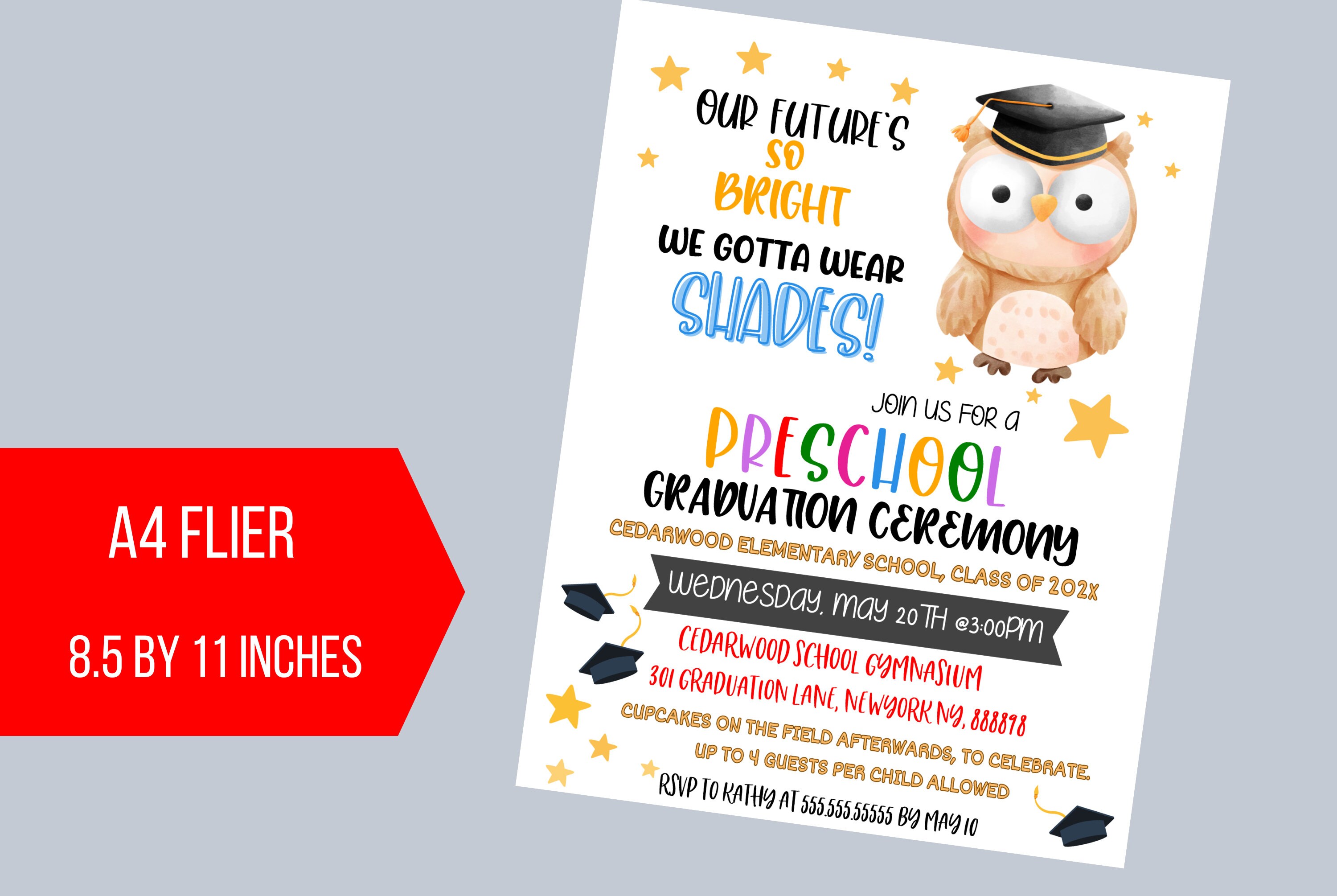 EDITABLE Preschool Graduation Invitation, Preschool Pre K Graduation ...