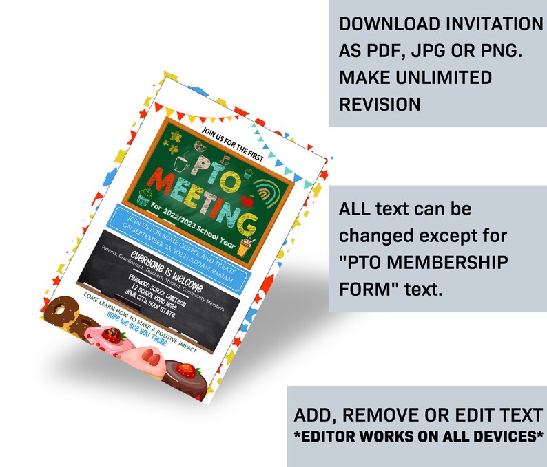 EDITABLE PTO PTA Meeting Handout Flyer, School Fundraiser Event ...