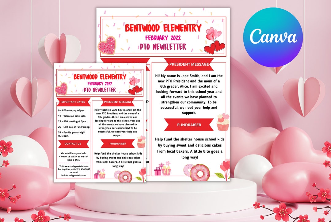 Editable February PTO PTA Newsletter Flyer Printable, School Year ...