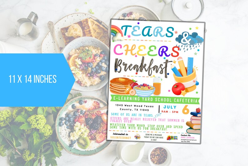 EDITABLE Tears and Cheers Breakfast, Back to School Invite PTA PTO ...