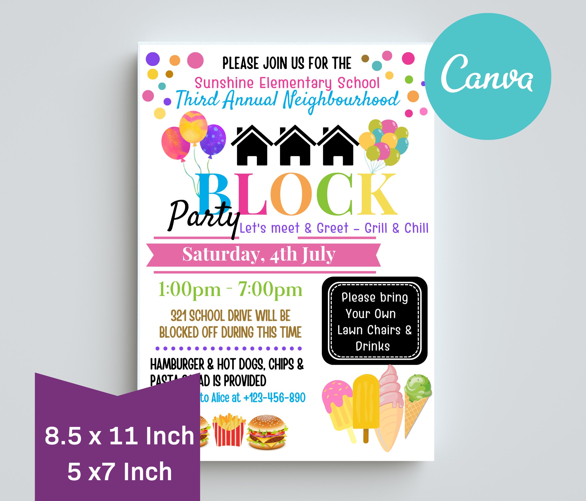 Block Party Invitation, Editable, Street Party, Community Dinner Flyer ...