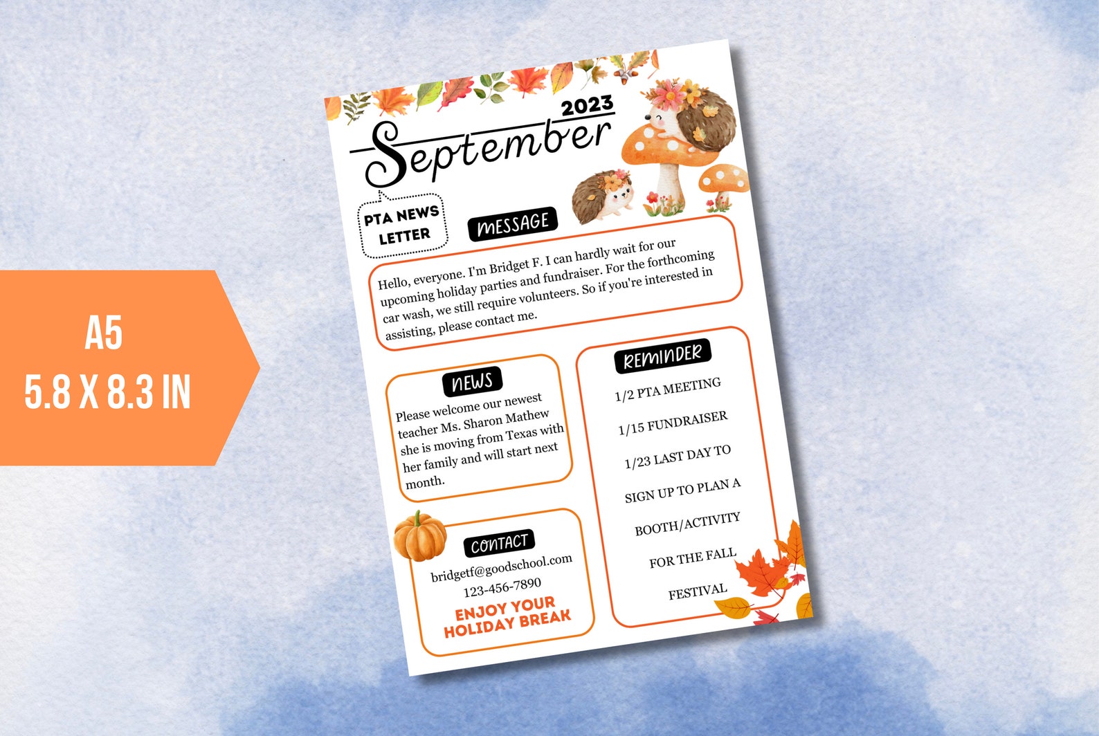 EDITABLE September Newsletter Template, Classroom Printable Handout ...