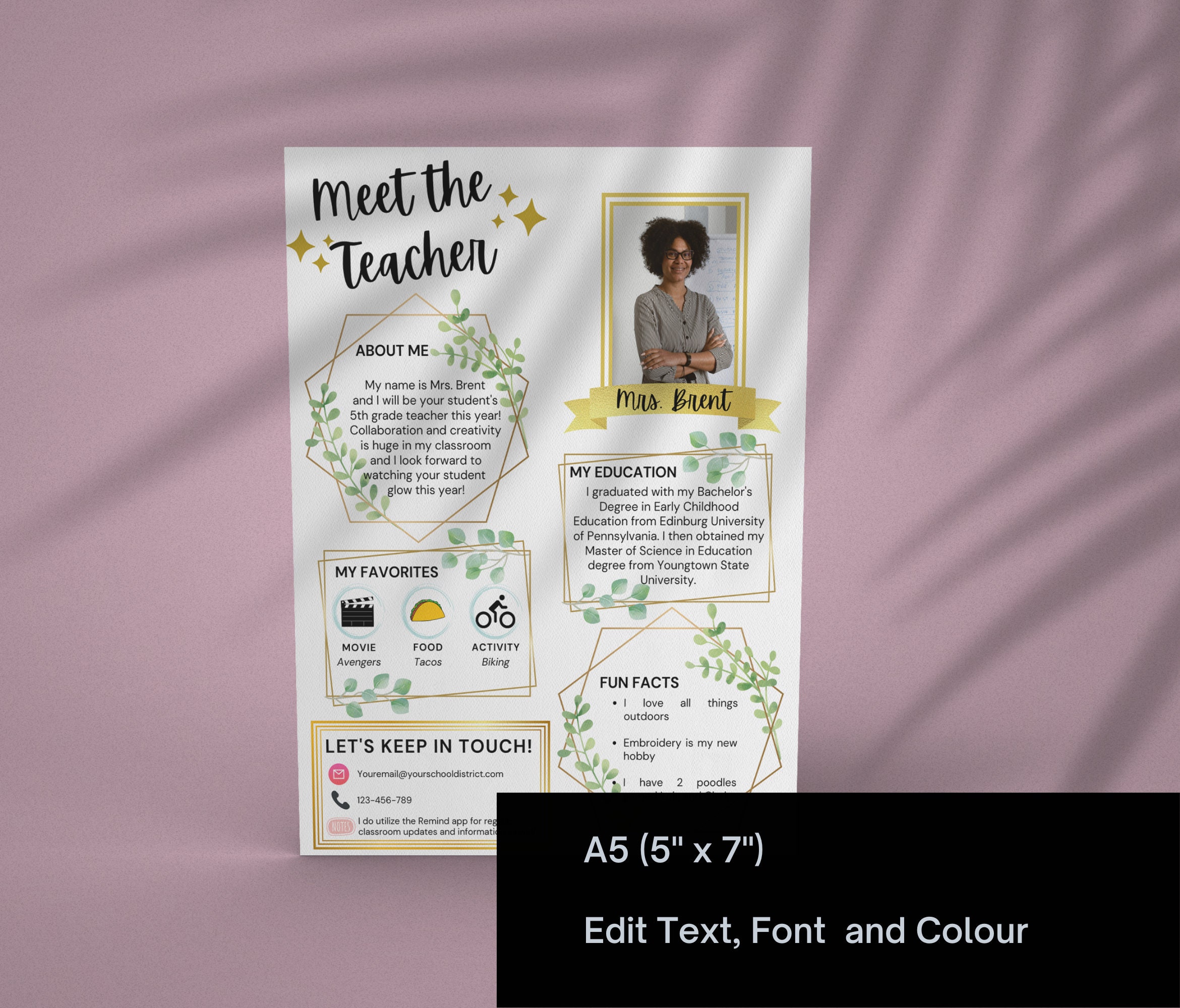 Editable Meet the Teacher Flower Meet the Teacher Canvas - Etsy