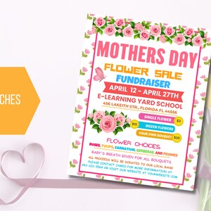 EDITABLE Mother's Day Flower Fundraiser Flyer, Printable Invite ...