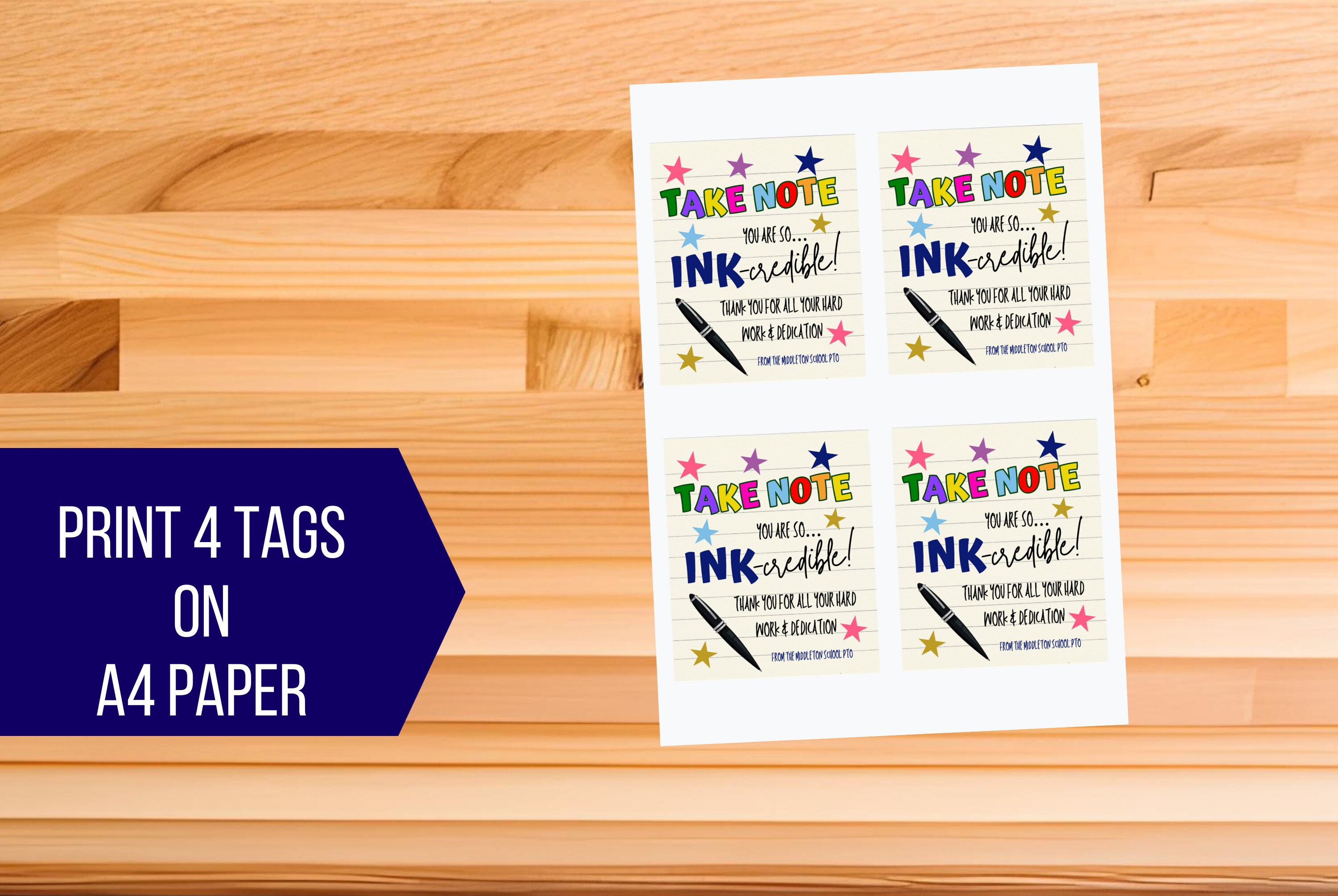 Pen Thank You Gift Tags Take Note You Are Ink-credible - Etsy