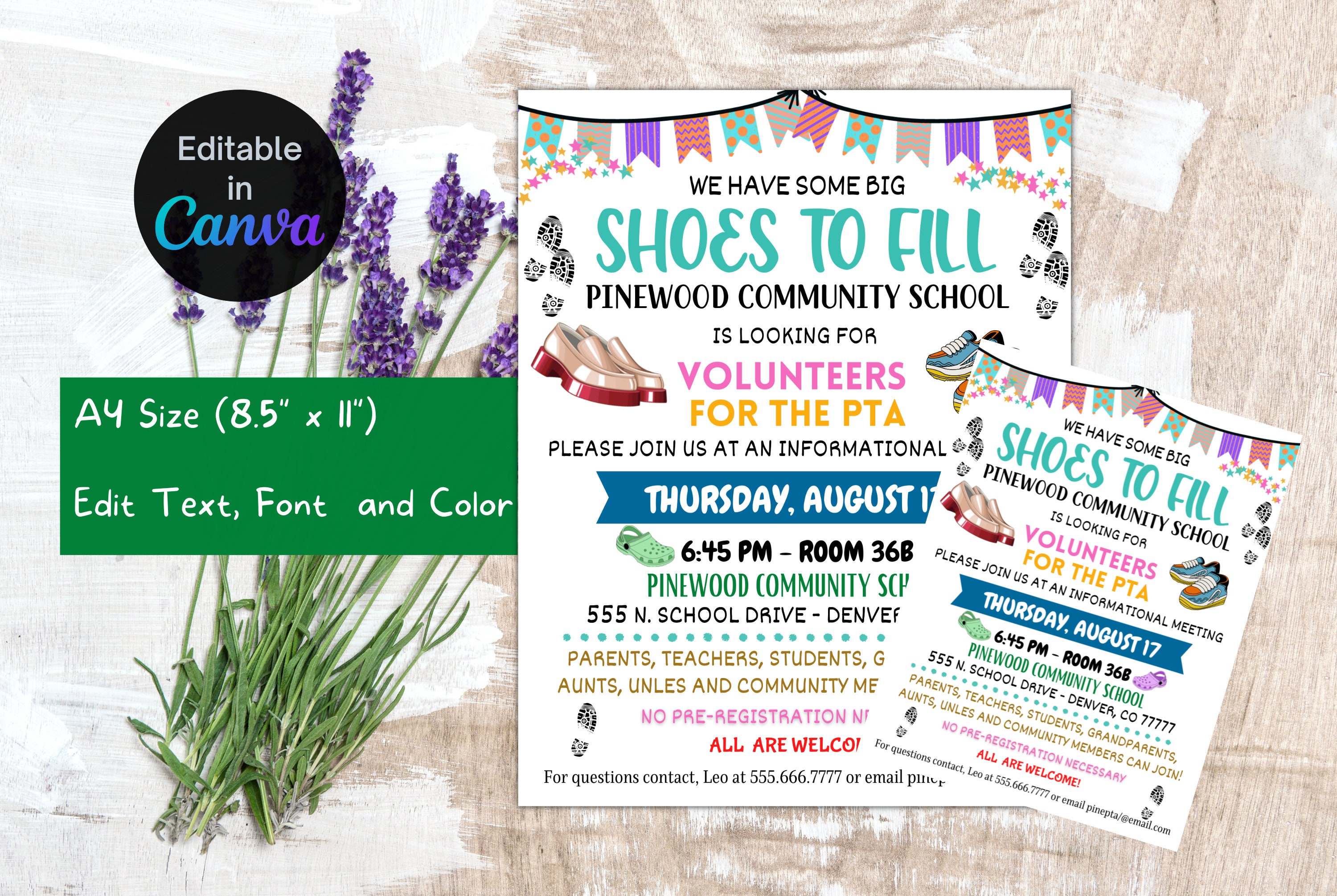 EDITABLE Volunteer Recruitment Flyer, Printable Handout, School ...
