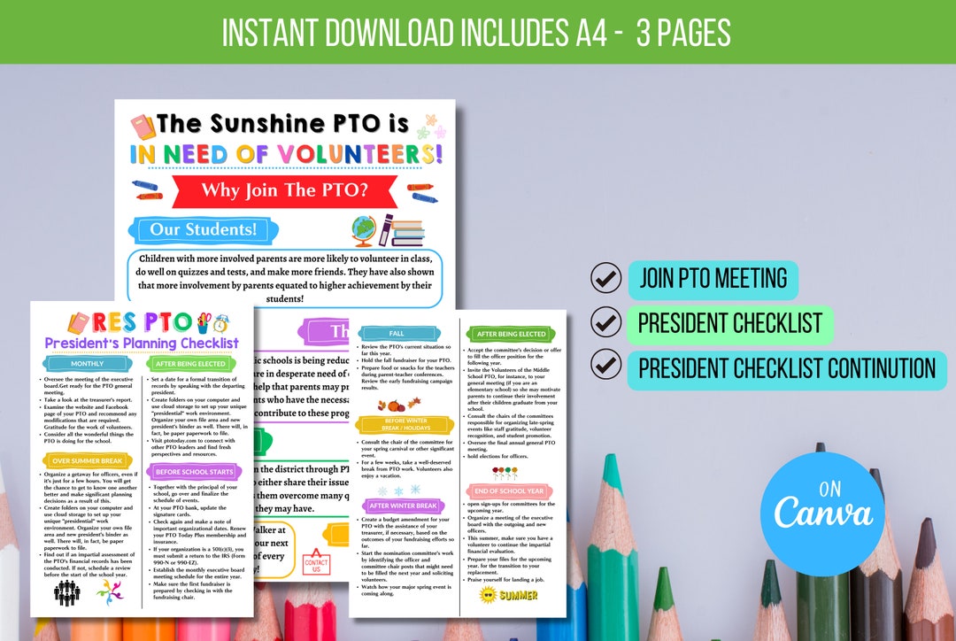 EDITABLE PTO Bundle Flyer Template, Newsletter, Checklist Parent ...