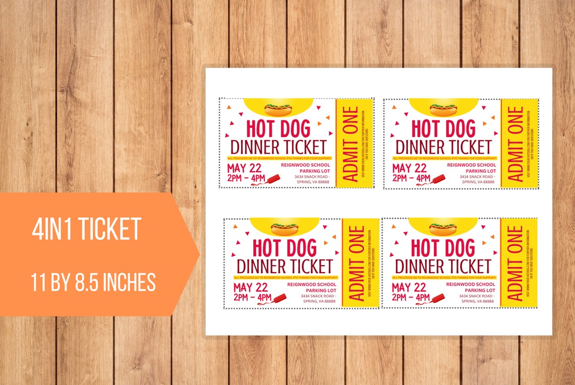EDITABLE Hotdog Fundraiser Flyer With Ticket Printable PTA - Etsy