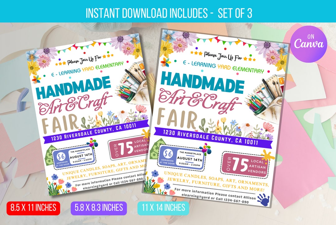 EDITABLE Handmade Art and Craft Fair Flyer, Craft Show Invitation ...