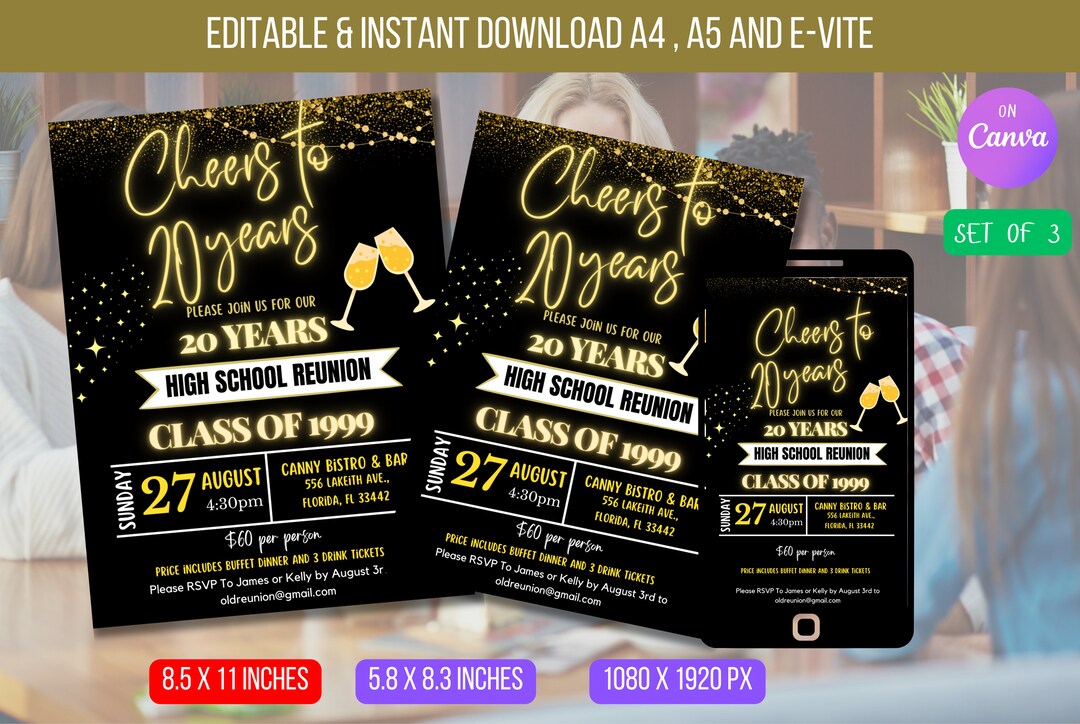 EDITABLE High School Reunion, Class Reunion Invitation, College Reunion ...