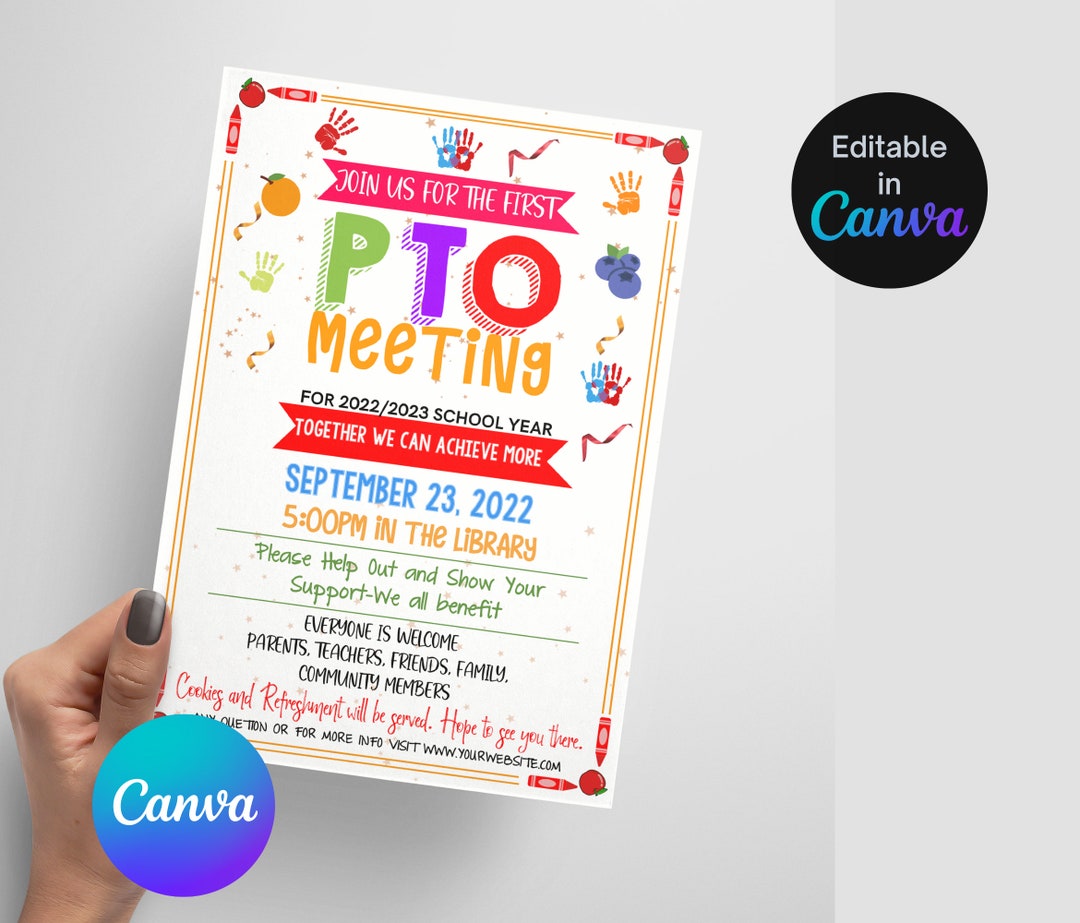 EDITABLE PTO PTA Meeting Handout Flyer, School Fundraiser Event ...