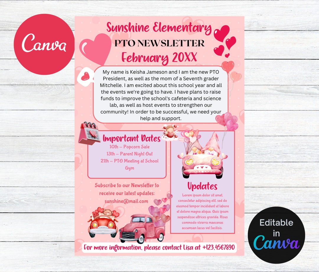 FEBRUARY PTO Newsletter Flyer, School Valentine Event, Why Volunteer ...