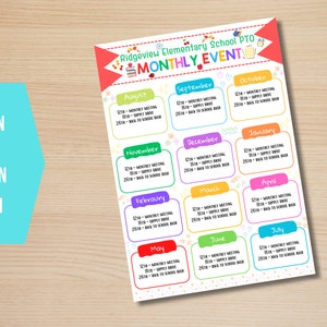 Editable Monthly Event Calendar Flyer Package Template, Year at a ...
