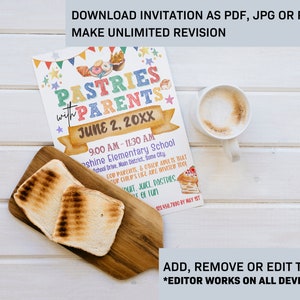 EDITABLE Pastries With Parents, PTA/PTO Breakfast School Fundraiser ...