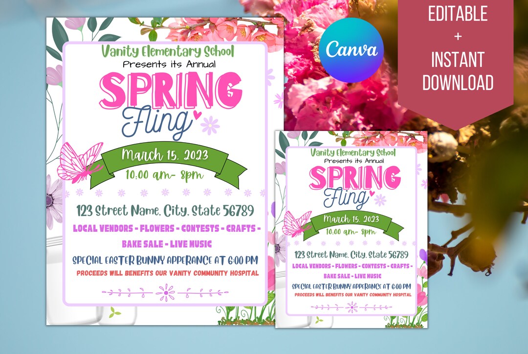 Spring Market Flyer, EDITABLE Poster for Bazaar, Easter Festival ...