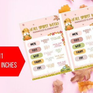 EDITABLE Fall Spirit Week Schedule Template, Printable Spirit Week ...