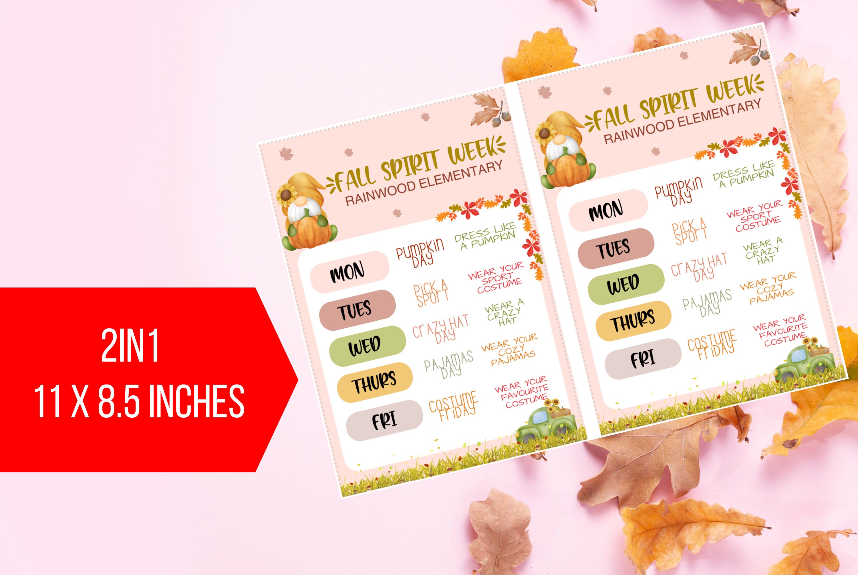 EDITABLE Fall Spirit Week Schedule Template, Printable Spirit Week ...