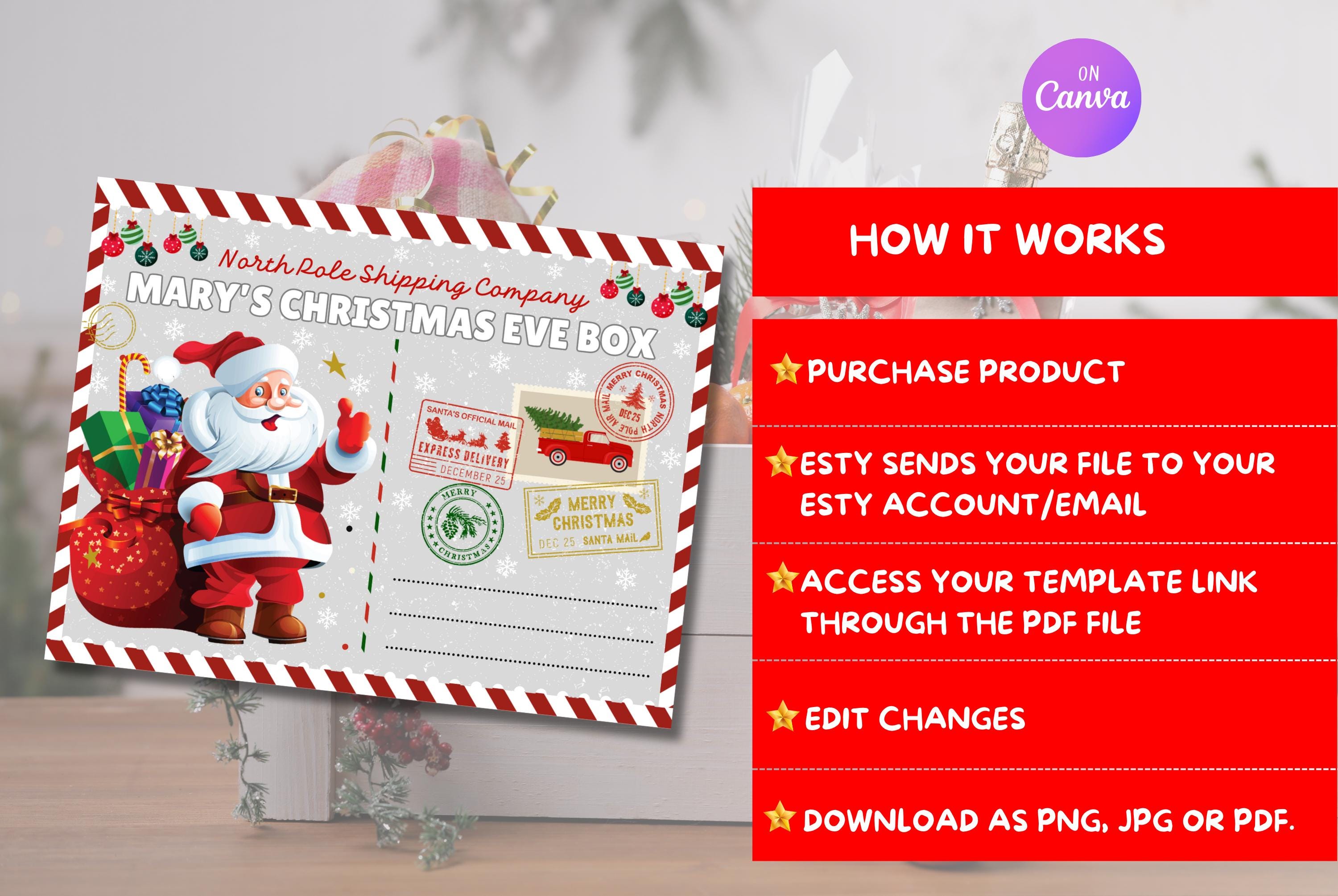 EDITABLE Night Before Christmas Label, Christmas Eve Box Label Template ...