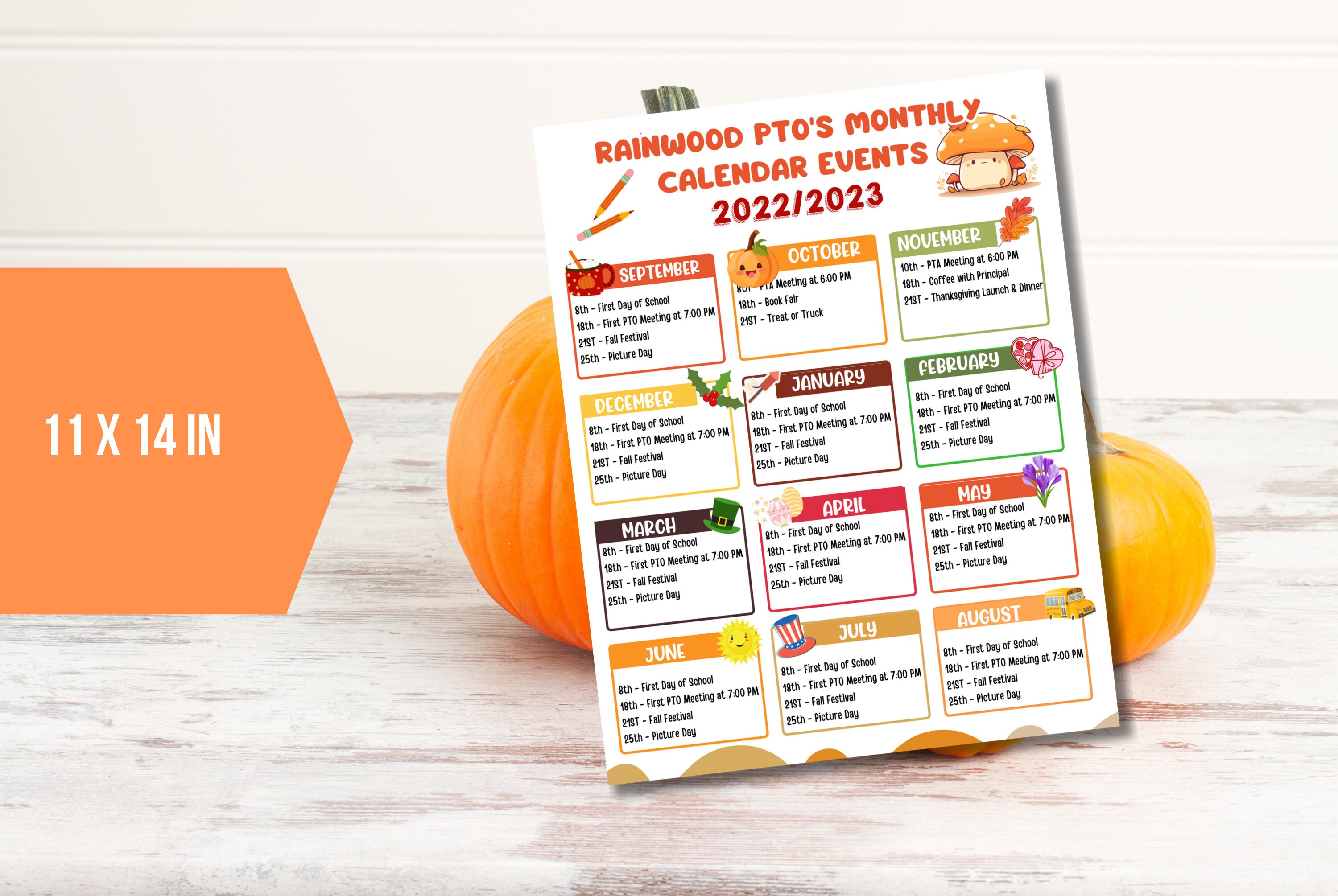 EDITABLE FALL Monthly Calendar of Events Flyer Template Year - Etsy