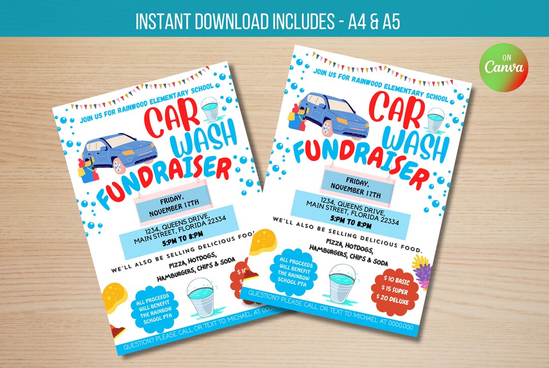 EDITABLE Carwash Fundraiser Flyer, PTA PTO Flyer, School Benefit ...